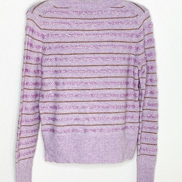 J. Crew | Sweaters | J Crew Orchid Sequin Gold Shimmer Stripe Sweater ...
